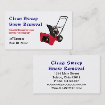 Snow Removal Snow Blower Business Card | Zazzle