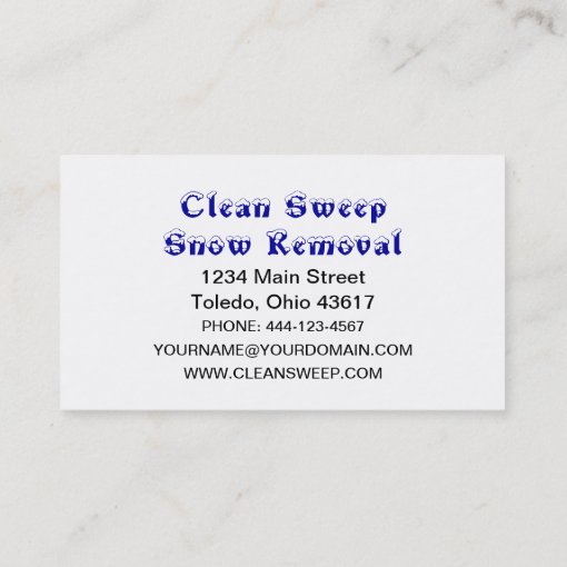 Snow Removal Snow Blower Business Card | Zazzle