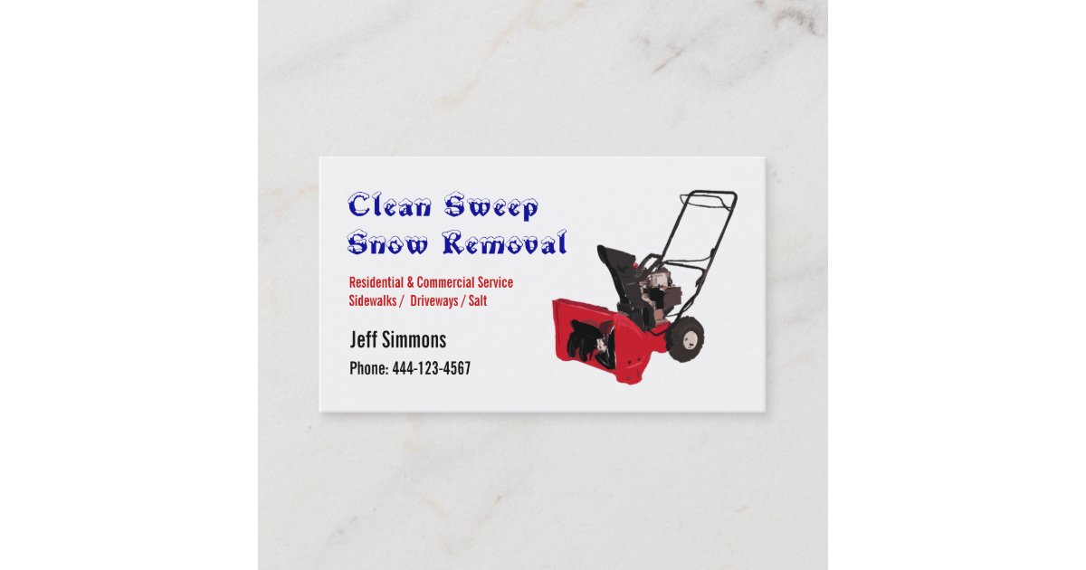 Snow Removal Snow Blower Business Card | Zazzle