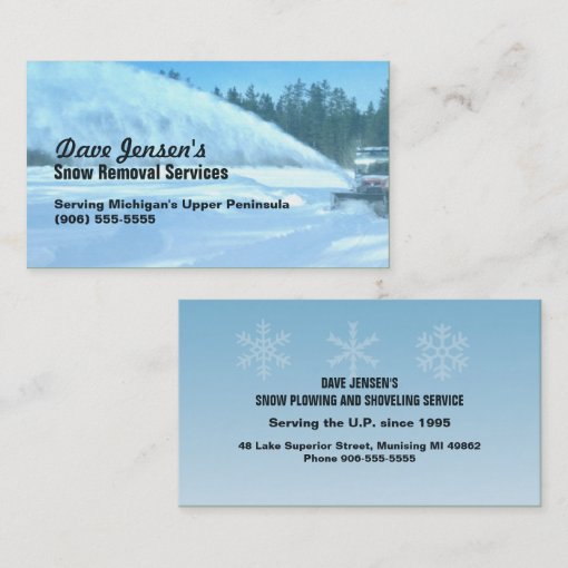 Snow Removal Snowplowing Shoveling Service Business Card | Zazzle