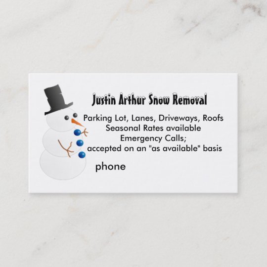 Snow Removal Template with Snowman Business Card | Zazzle.com