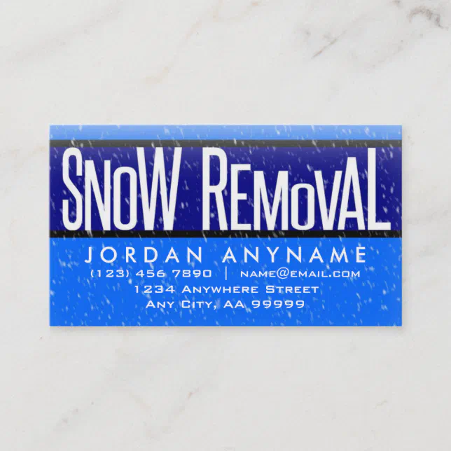 Snow Removal With Snow Falling Business Card | Zazzle