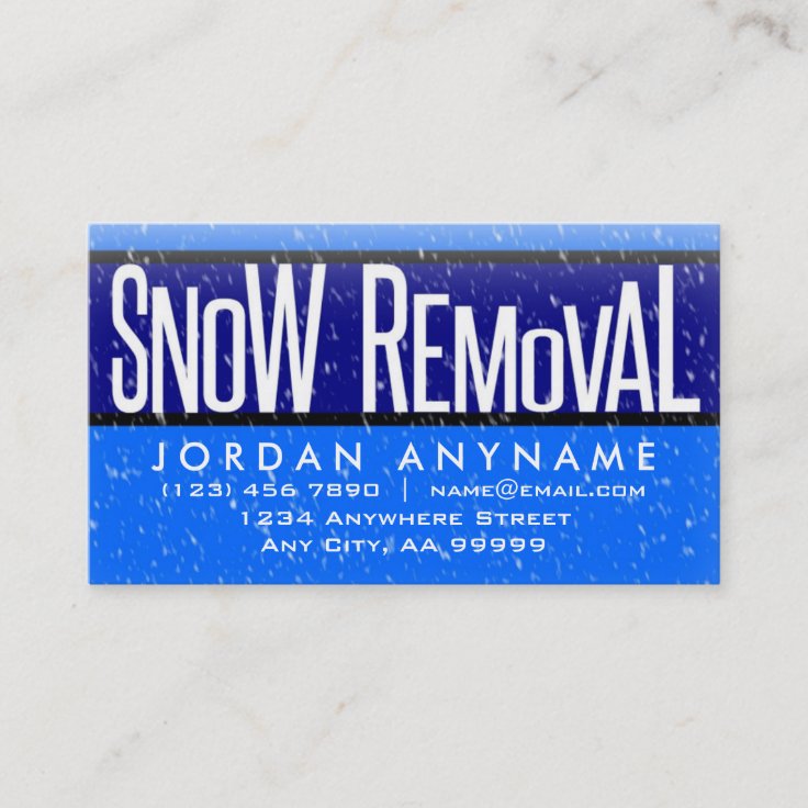 Snow Removal With Snow Falling Business Card | Zazzle