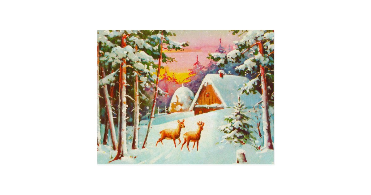 Snow scene postcard | Zazzle.com
