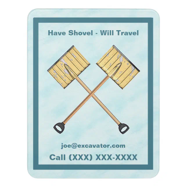 Snow Shoveling Business Door Sign | Zazzle