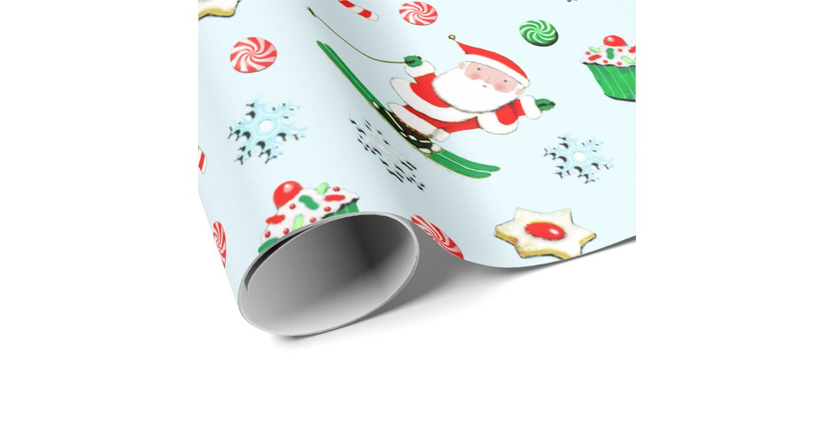 Snow Skiing Holiday Gift Wrapping Paper | Zazzle