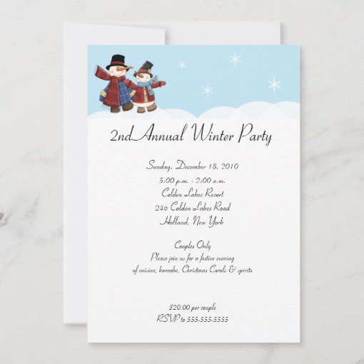 SNOW TIME SNOWMAN Winter Party Invitation | Zazzle