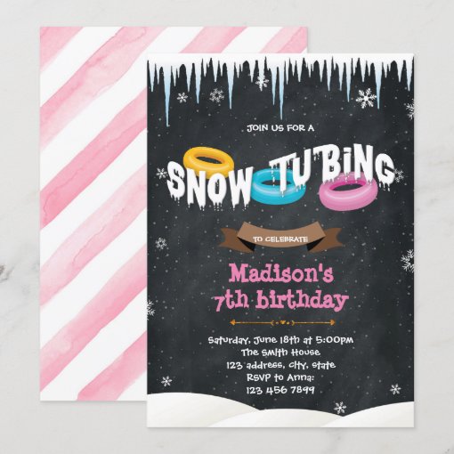 Snow tubing birthday invitation | Zazzle