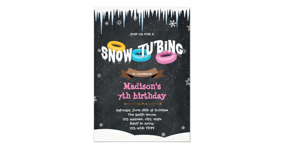 Snow tubing birthday invitation | Zazzle.com