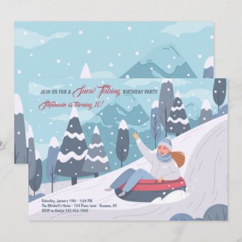 Snow Tubing Birthday Party Invitation | Zazzle