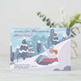 Snow Tubing Birthday Party Invitation | Zazzle