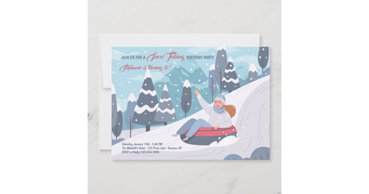 Snow Tubing Birthday Party Invitation | Zazzle