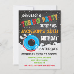 Snow Tubing Birthday Party Invitation | Zazzle