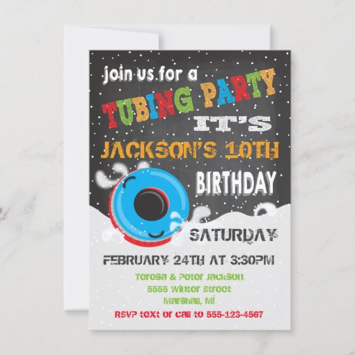 Snow Tubing Birthday Party Invitation | Zazzle