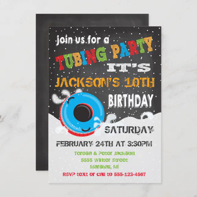 Snow Tubing Birthday Party Invitation | Zazzle