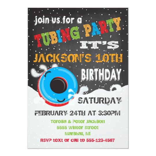 Snow Tubing Birthday Party Invitation | Zazzle.com