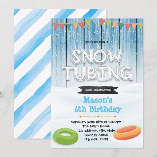Snow tubing party birthday invitation | Zazzle