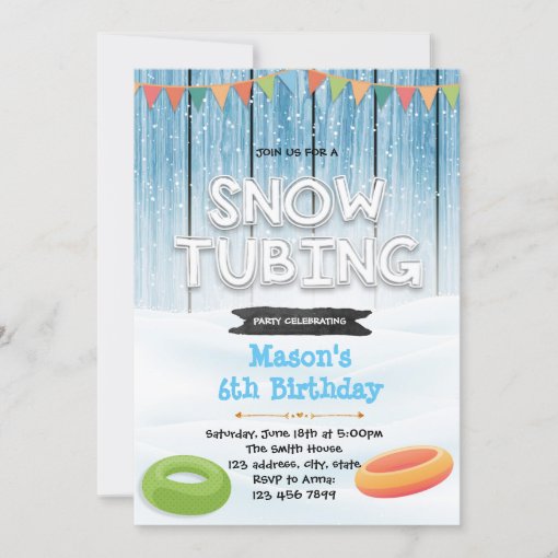 Snow tubing party birthday invitation | Zazzle