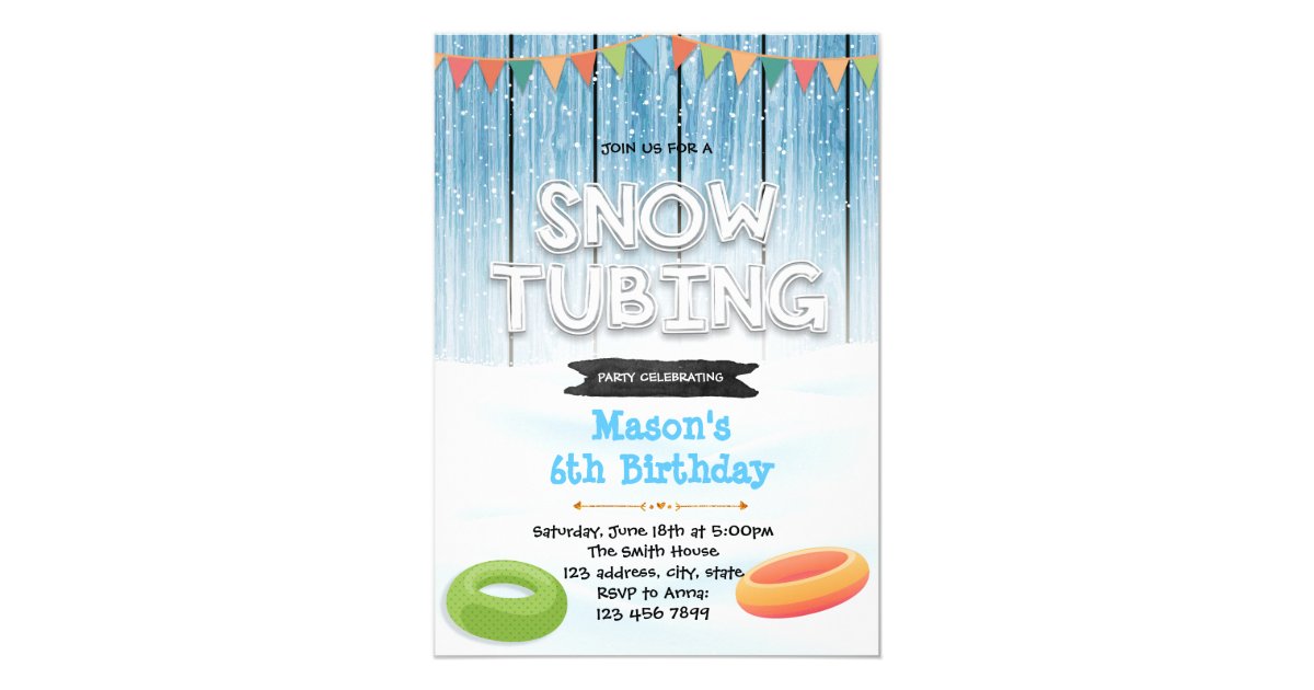 Snow tubing party birthday invitation | Zazzle.com