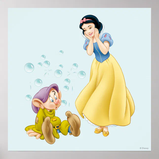 Snow White and Dopey Bubbles Poster | Zazzle