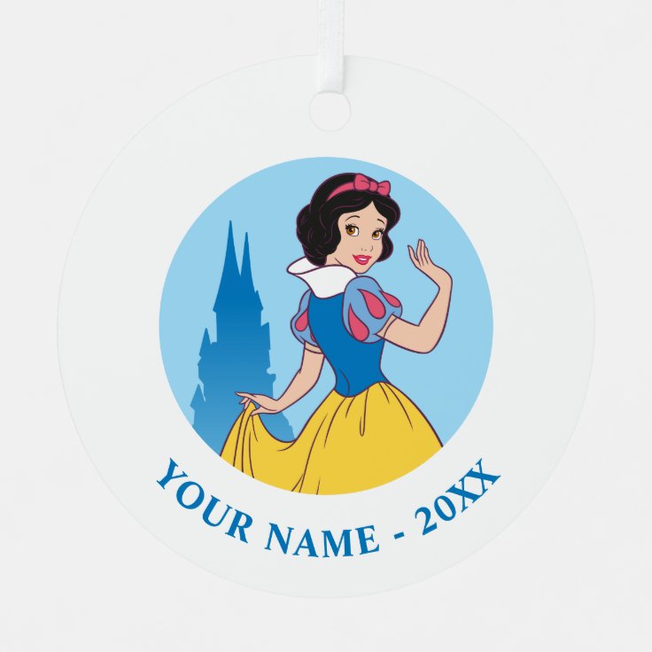 Snow White & Castle Graphic Metal Ornament | Zazzle