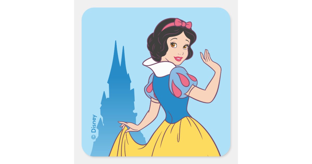 Snow White & Castle Graphic Square Sticker | Zazzle