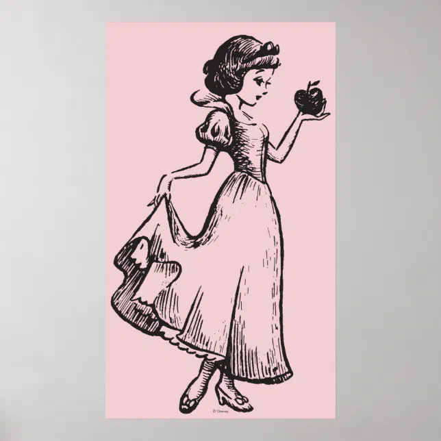 Snow White | Holding Apple - Elegant Sketch Poster | Zazzle