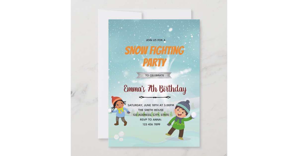Snowball fight birthday Invitation | Zazzle