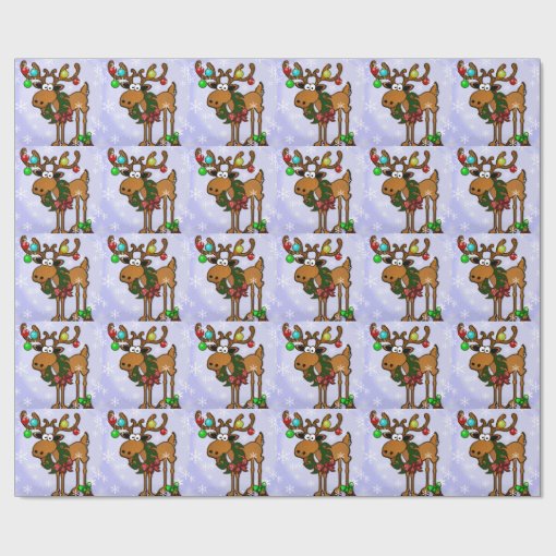 Snowball Moose Gift Wrap | Zazzle