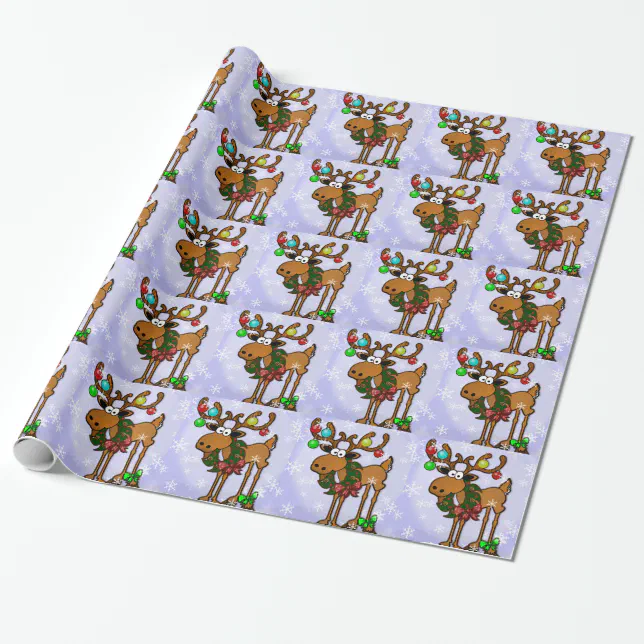 Snowball Moose Gift Wrap | Zazzle