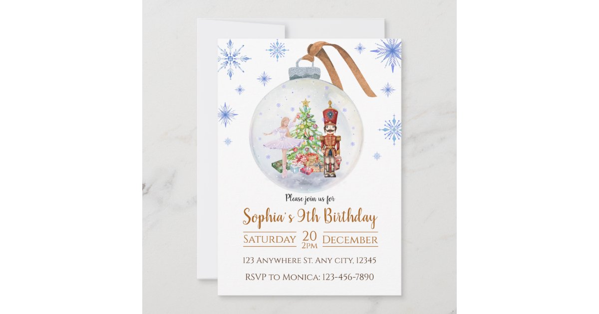 Snowball Nutcracker Winter Birthday Invitation | Zazzle