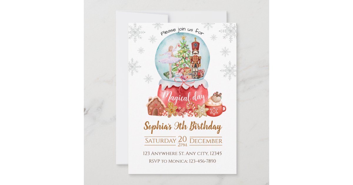 Snowball Nutcracker Winter Birthday Invitation | Zazzle