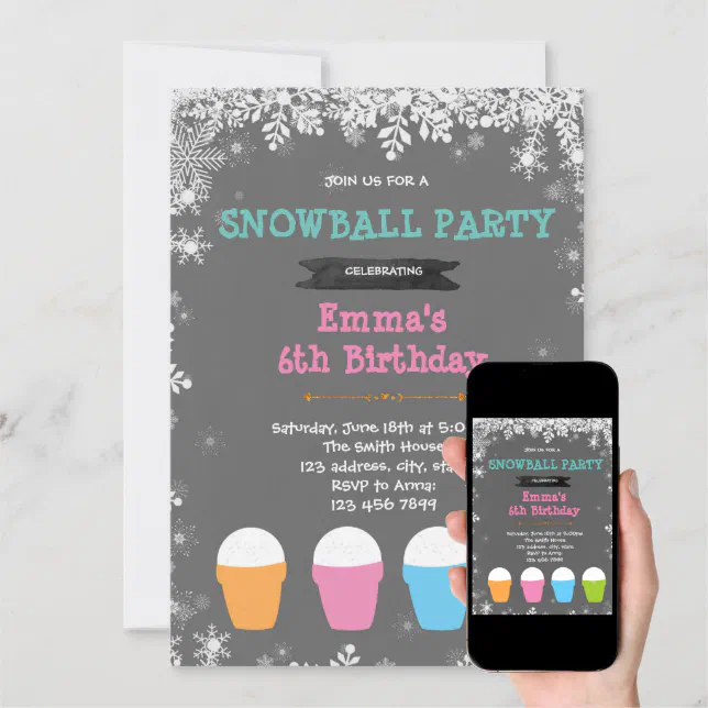 Snowball party birthday invitation | Zazzle