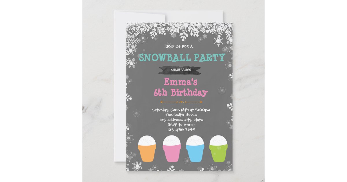 Snowball party birthday invitation | Zazzle