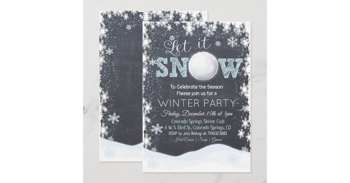 Snowball Snowflakes Winter Party Invitation | Zazzle
