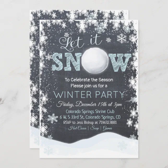 Snowball Snowflakes Winter Party Invitation | Zazzle