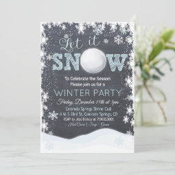 Snowball Snowflakes Winter Party Invitation | Zazzle