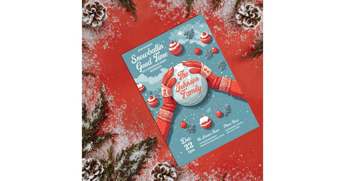 Snowballin' Fun Unique Christmas Party Invitation | Zazzle