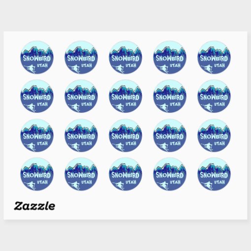 Snowbird Utah blue theme snowboarder stickers | Zazzle