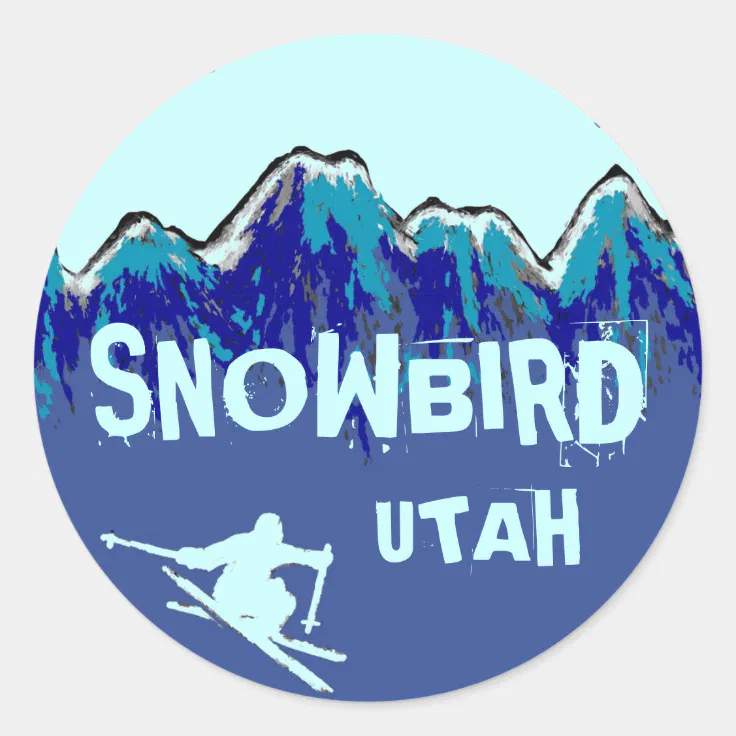 Snowbird Utah blue theme snowboarder stickers | Zazzle
