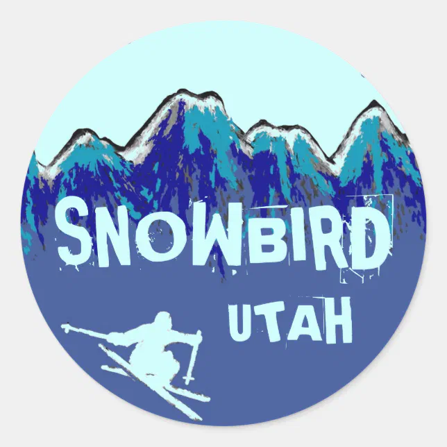 Snowbird Utah blue theme snowboarder stickers | Zazzle