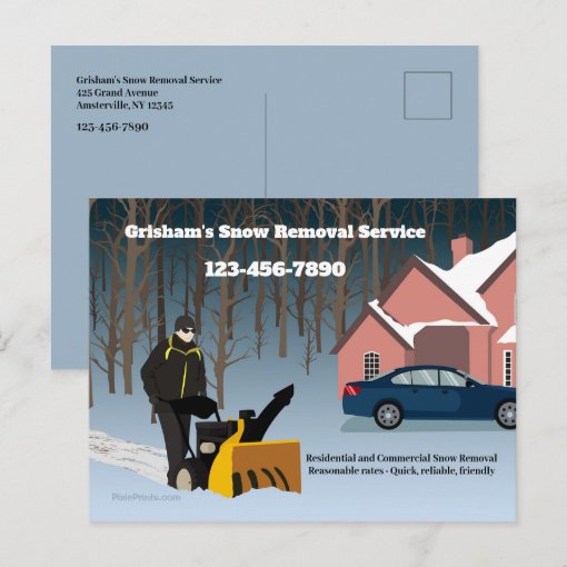 Snowblower Snow Removal Service Post Card | Zazzle