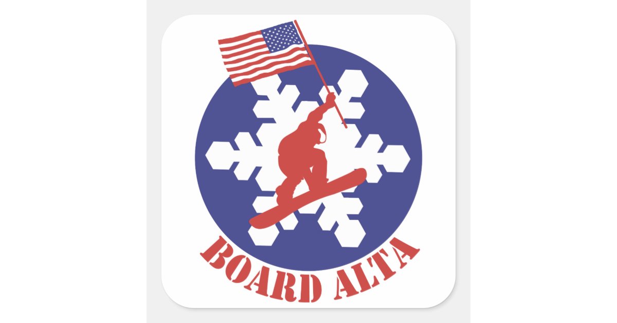 Snowboard Alta Square Sticker | Zazzle