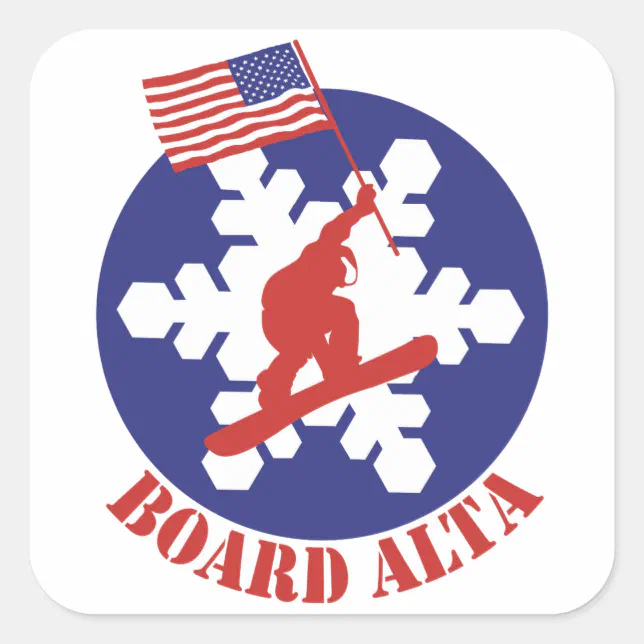 Snowboard Alta Square Sticker | Zazzle