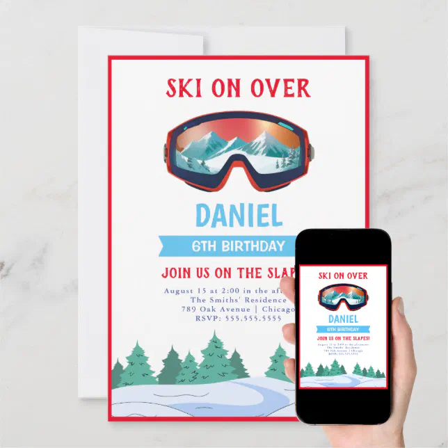 Snowboarding Birthday Party Invitation | Zazzle