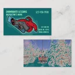 Snowboarding Lessons customizable business cards | Zazzle