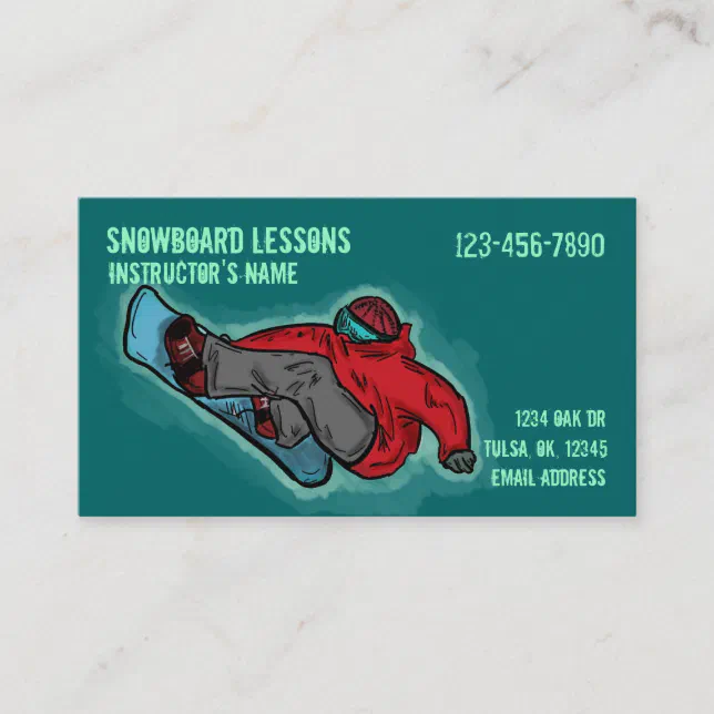 Snowboarding Lessons customizable business cards | Zazzle