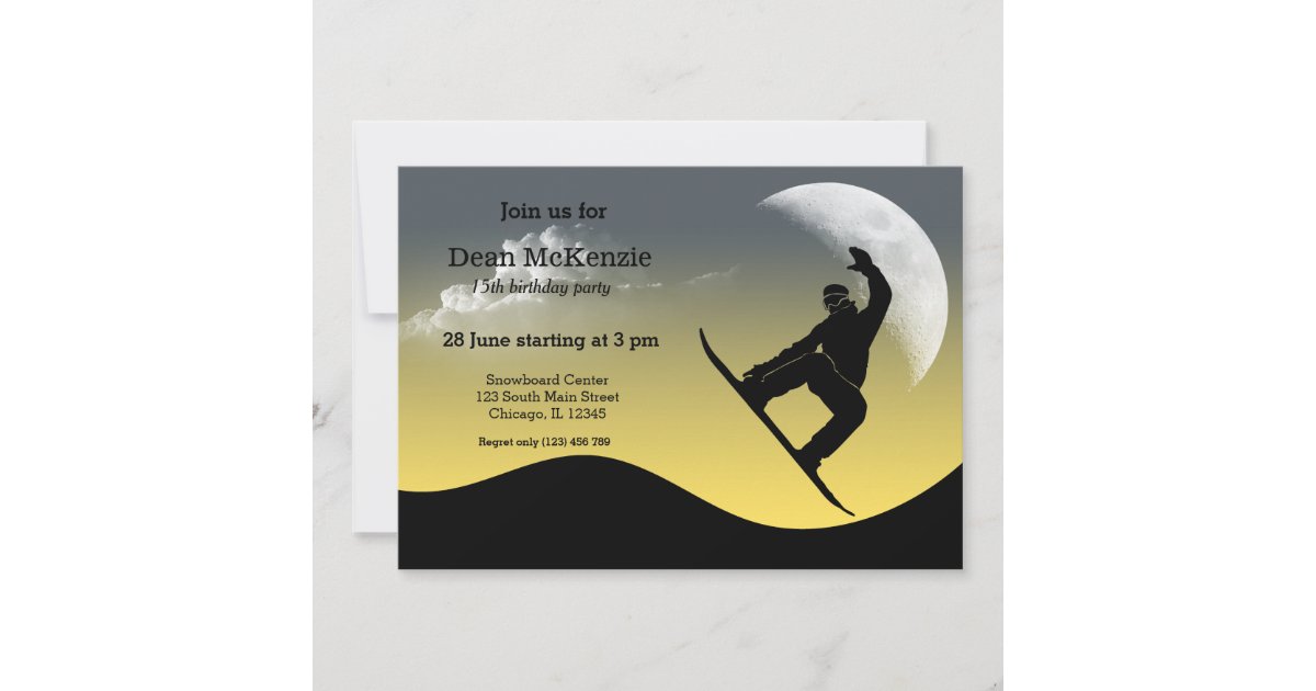 Snowboarding Party Invitation | Zazzle