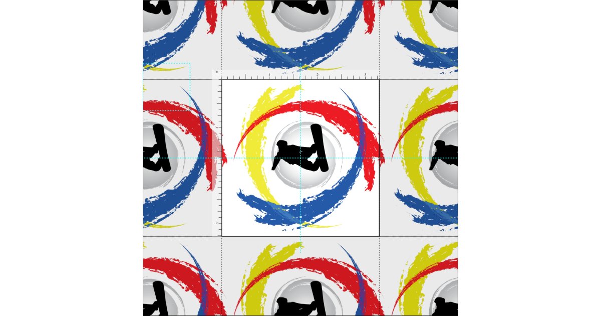 Snowboarding Tricolor Emblem Fabric | Zazzle