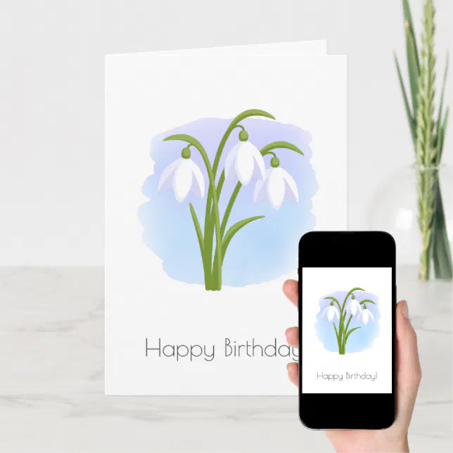 Snowdrops Spring Flowers - Happy Birthday Card | Zazzle
